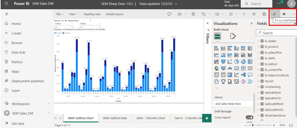 Sharp Knowledge Base | FAQ - Power BI - Pin Report In Dashboard